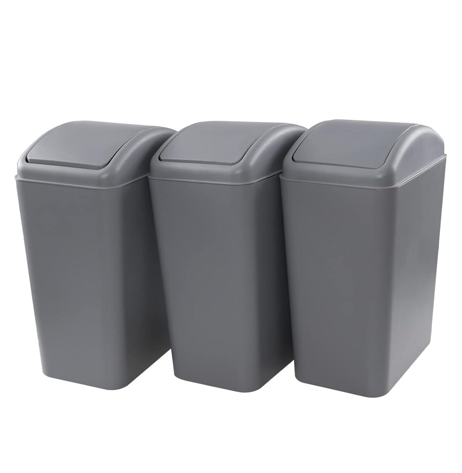 3 Pack 4.5 Gallon Plastic Garbage Can with Swing Lid, Swing-top Trash ...