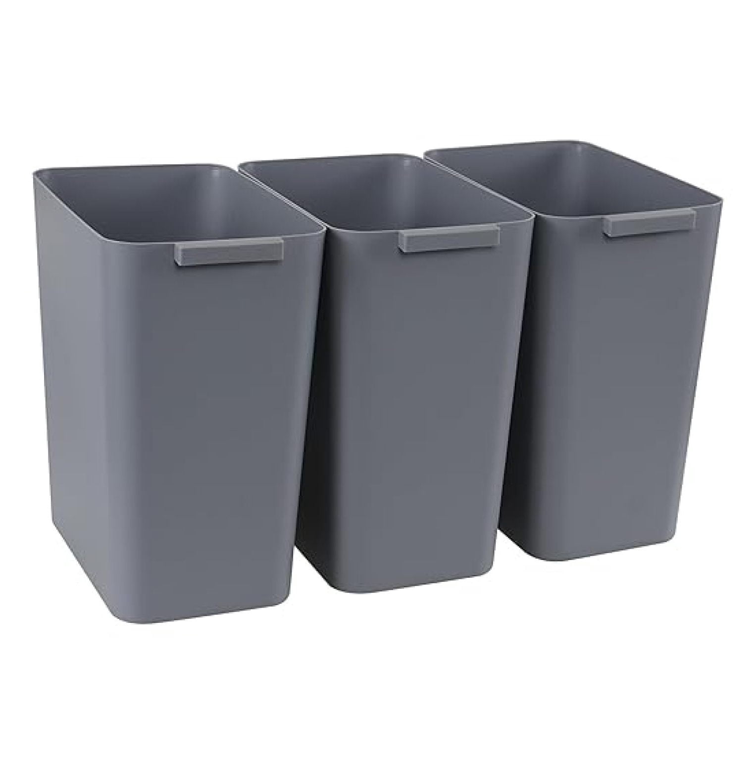 3-Pack 4.5 Gallon Plastic Rectangular Wastebasket, Slim Trash Can for ...