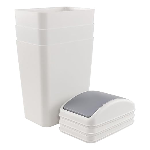 3-Pack 4.5 Gallon Plastic Trash Can with Swing Lid, Swing-Top Waste Can ...