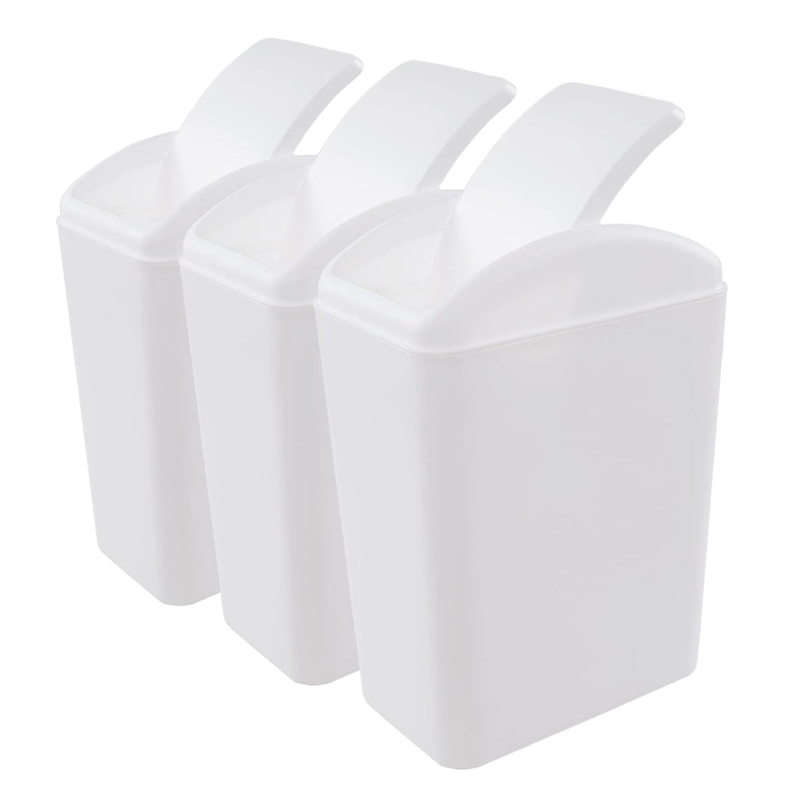 3-Pack 4.5 Gallon Plastic Trash Can with Swing Lid, Swing-Top Waste Can ...