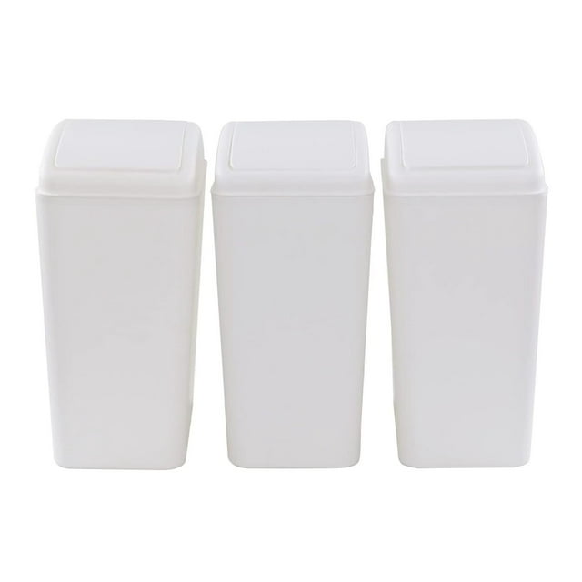 3-Pack 4.5 Gallon Plastic Trash Can with Swing Top, Swing Lid Kitchen ...