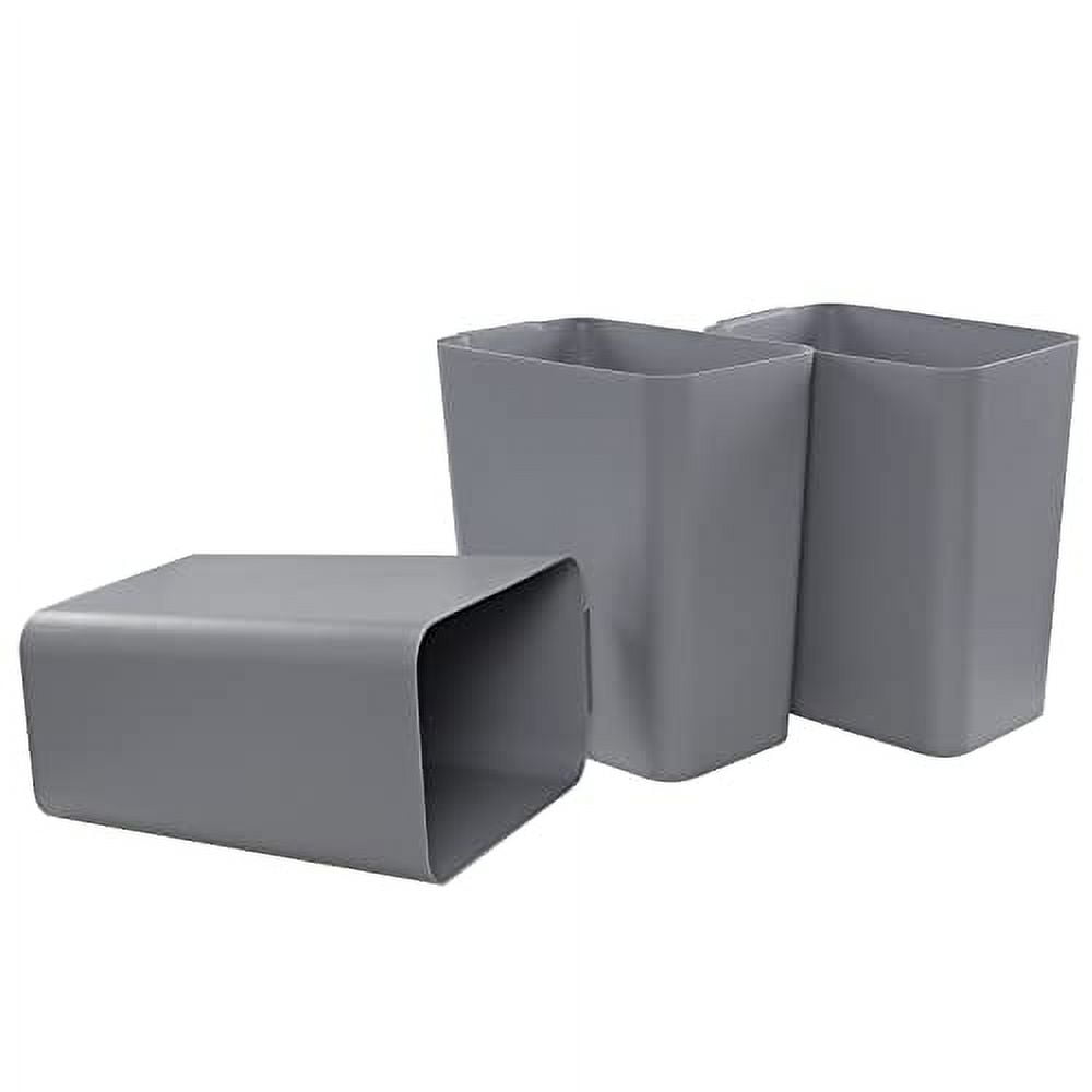 3-Pack 4.5 Gallon Trash Can, Gray Waste Bin for Under Desk, Kitchen ...