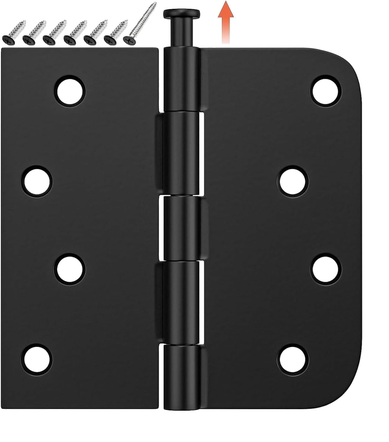 3 Pack 4 Inch Exterior Door Hinges, 5/8" Radius Door Hinges, Removable ...