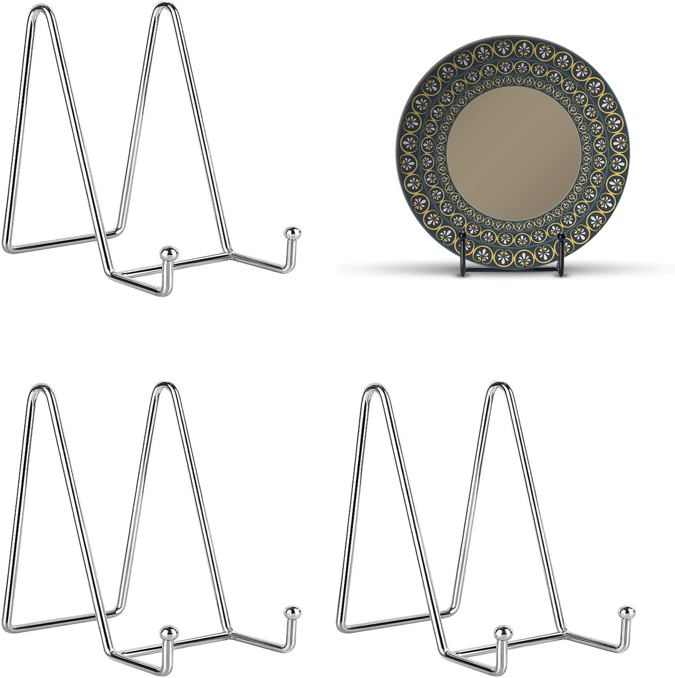 3 Pack 4 Inch Plate Stands for Display, Metal Frame Holder Stands for ...