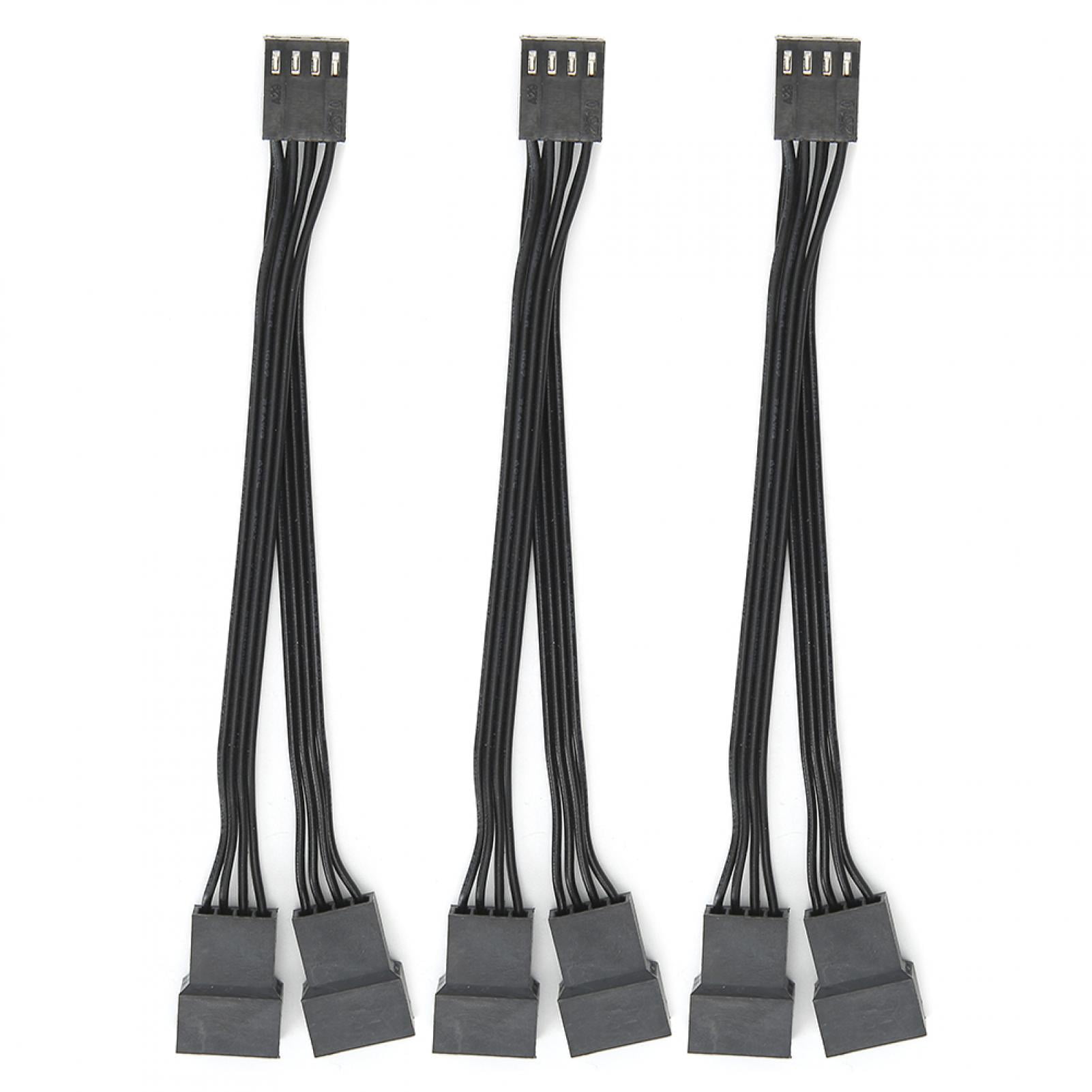 3-Pack 4-Pin 1-to-2 Sleeved Y-Splitter Adapter Cable for Computer Case ...