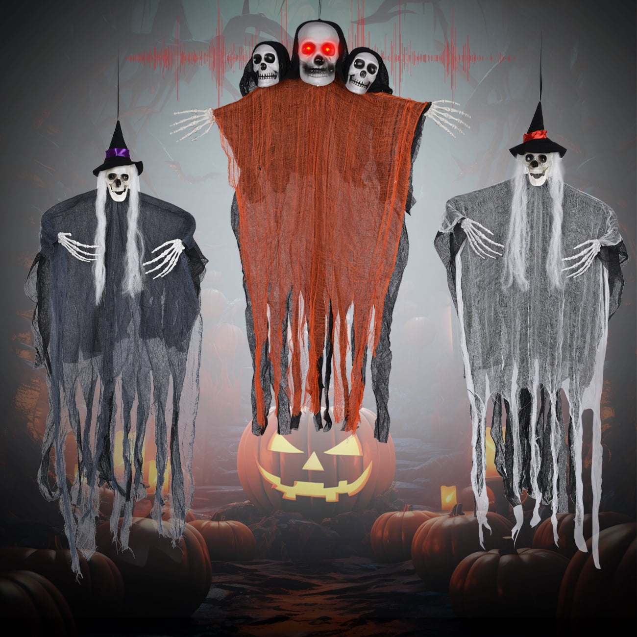 3 Pack 40 Inch Halloween Hanging Ghost Decorations Outdoor Indoor ...