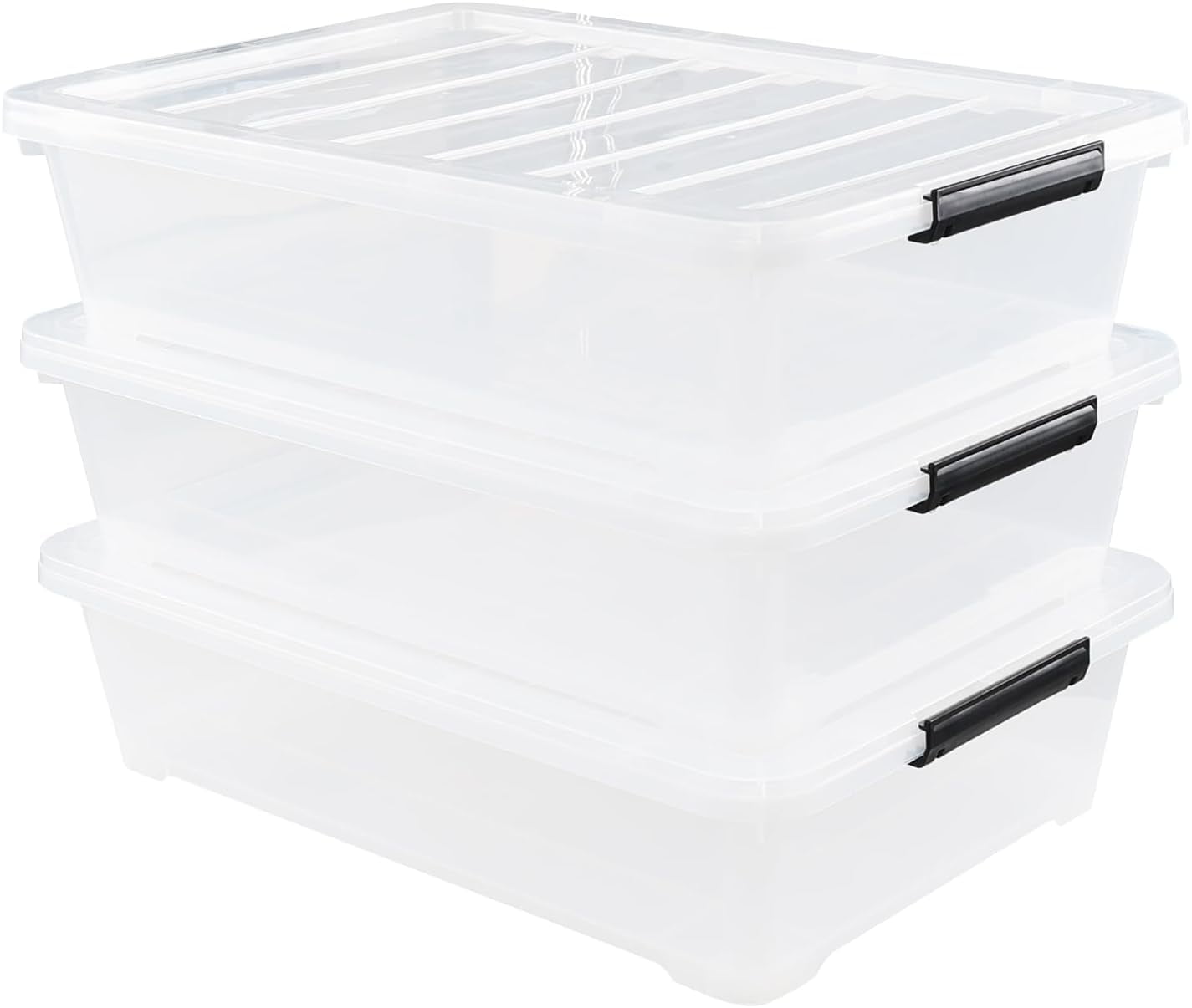 3-Pack 40 L Clear Underbed Storage Container, Plastic Containers with ...