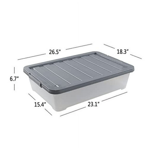 3 Pack 40 Quart Plastic Underbed Storage Boxes with Lids, Large Under ...