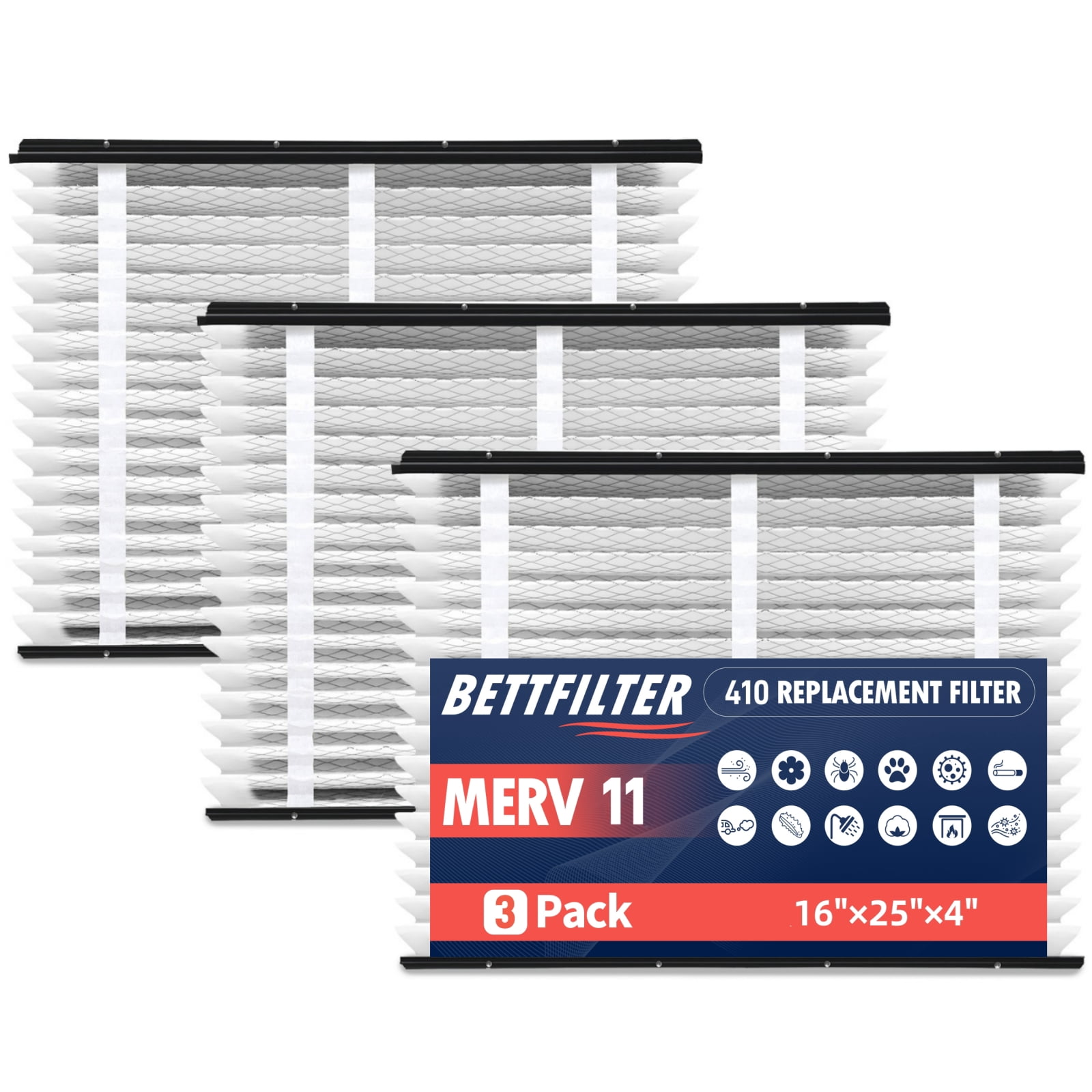 3 Pack 410 Replacement Filter,MERV 11 16x25x4,Compatible with AprilAire ...