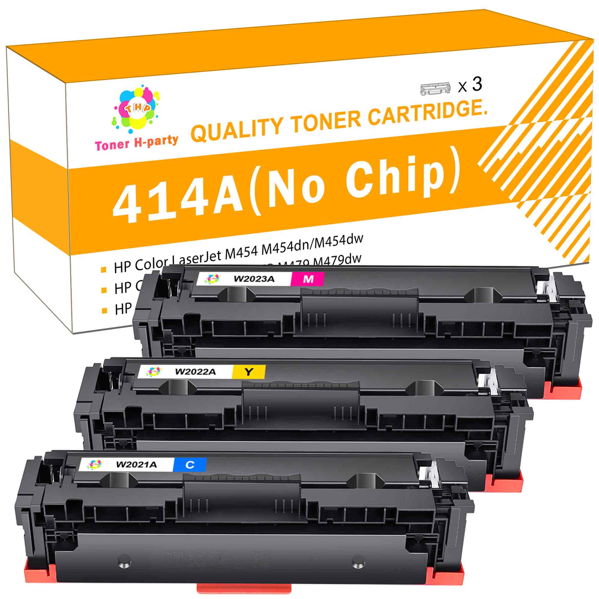 3-Pack 414A 414X Toner Cartridge NO-CHIP Compatible for HP 414A W2021A ...