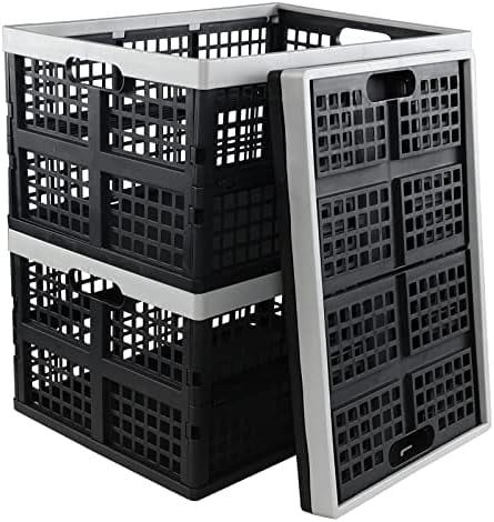 3-Pack 42 L Plastic Storage Collapsible Crate, Folding Plastic ...