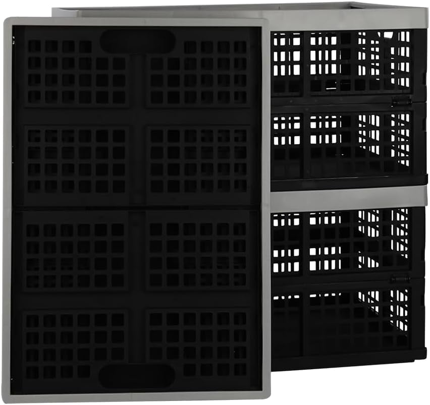 3-Pack 42 Liter Large Foldable Storage Crates, Collapsible Plastic ...
