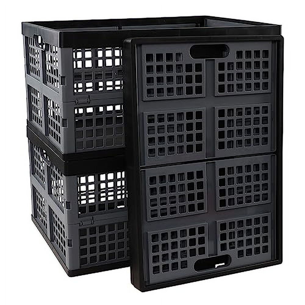 3-Pack 42 Liter Large collapsible Plastic Crates, Folding Storage ...