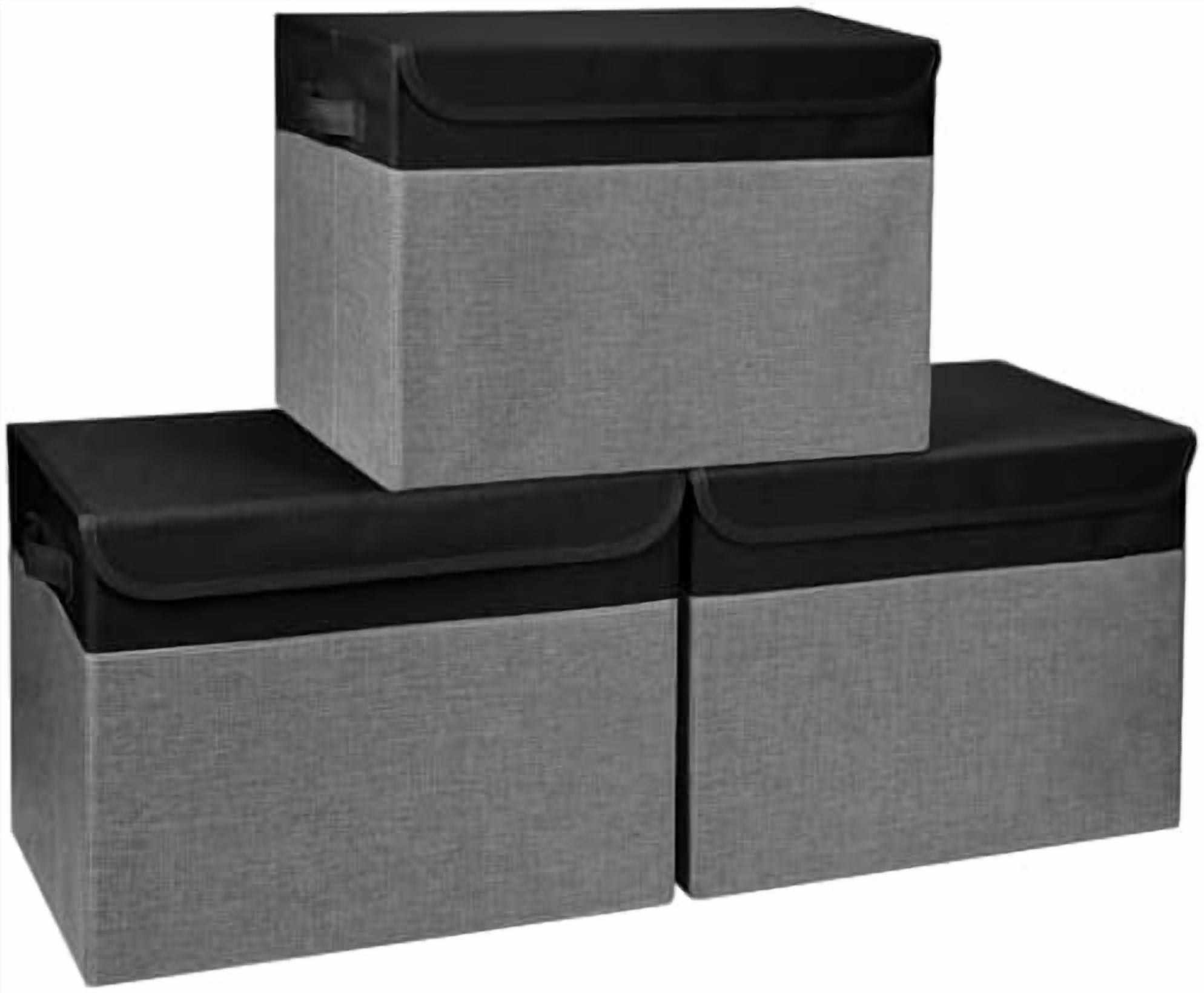 3-Pack 42-Quart Collapsible Stackable Fabric Linen Storage Bins ...
