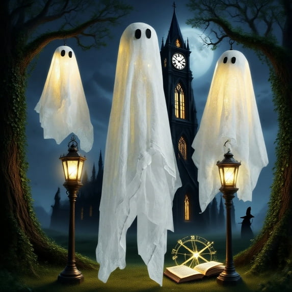 Halloween Decorations Outdoor - 3 Pack Large Hanging Ghost Swing with ...