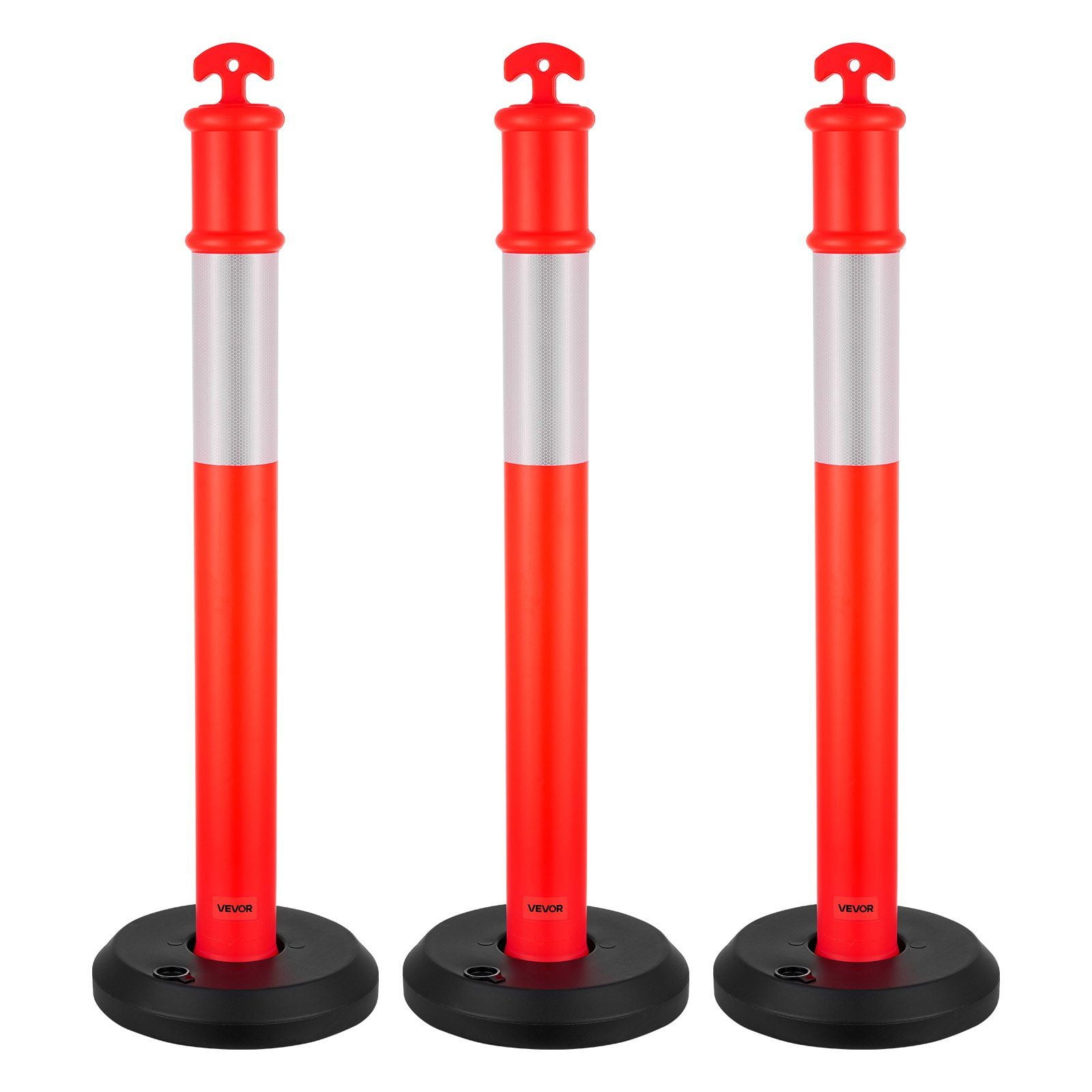 3-Pack of 48" Heavyweight Red Delineator Cones with Reflective Collars ...