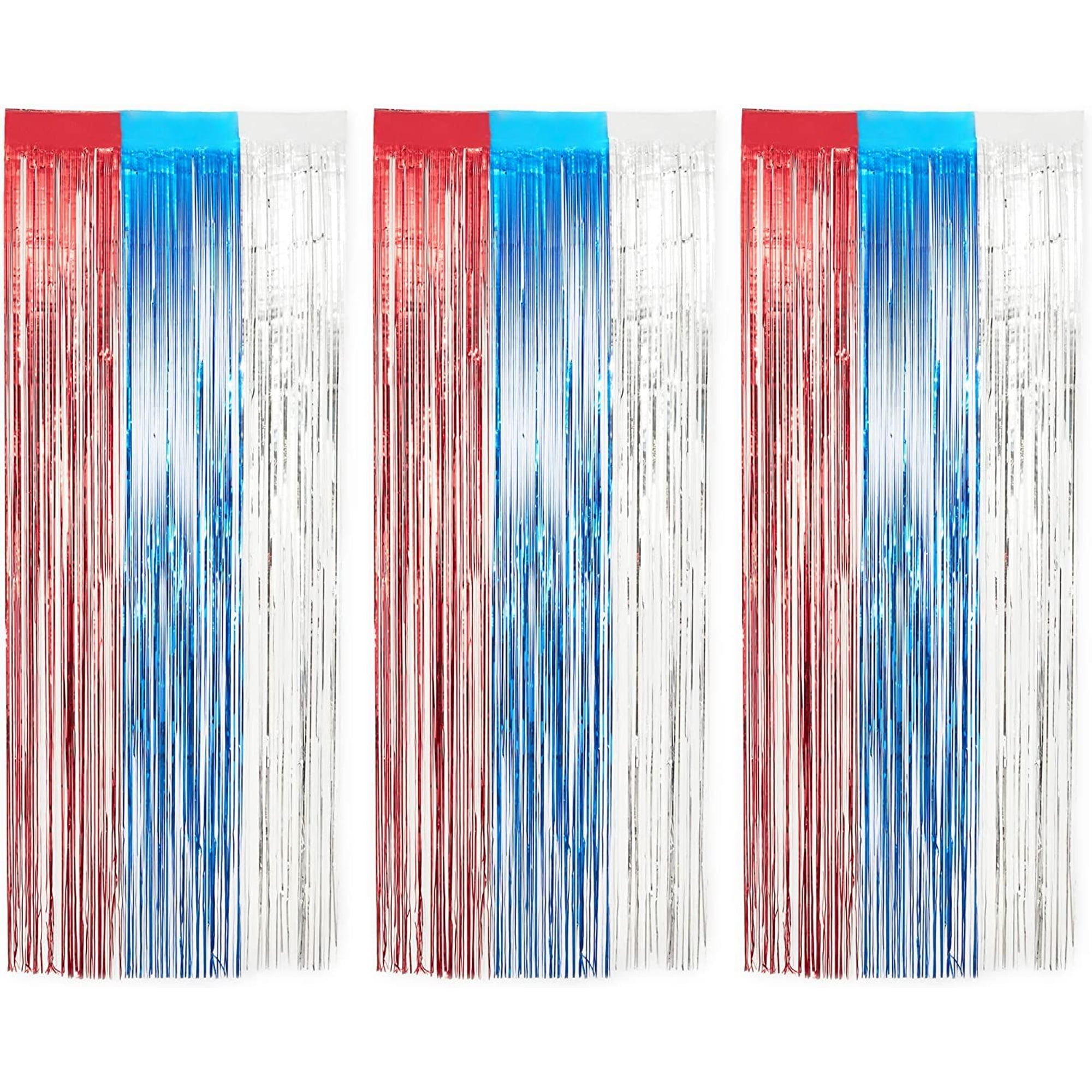 3 Pack 4th of July Red White and Blue Patriotic Tinsel Foil Fringe Wall ...