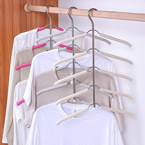 3 Pack 5 in 1 Space Saving Clothes Hangers Chrome and Foam Blouse Tree ...
