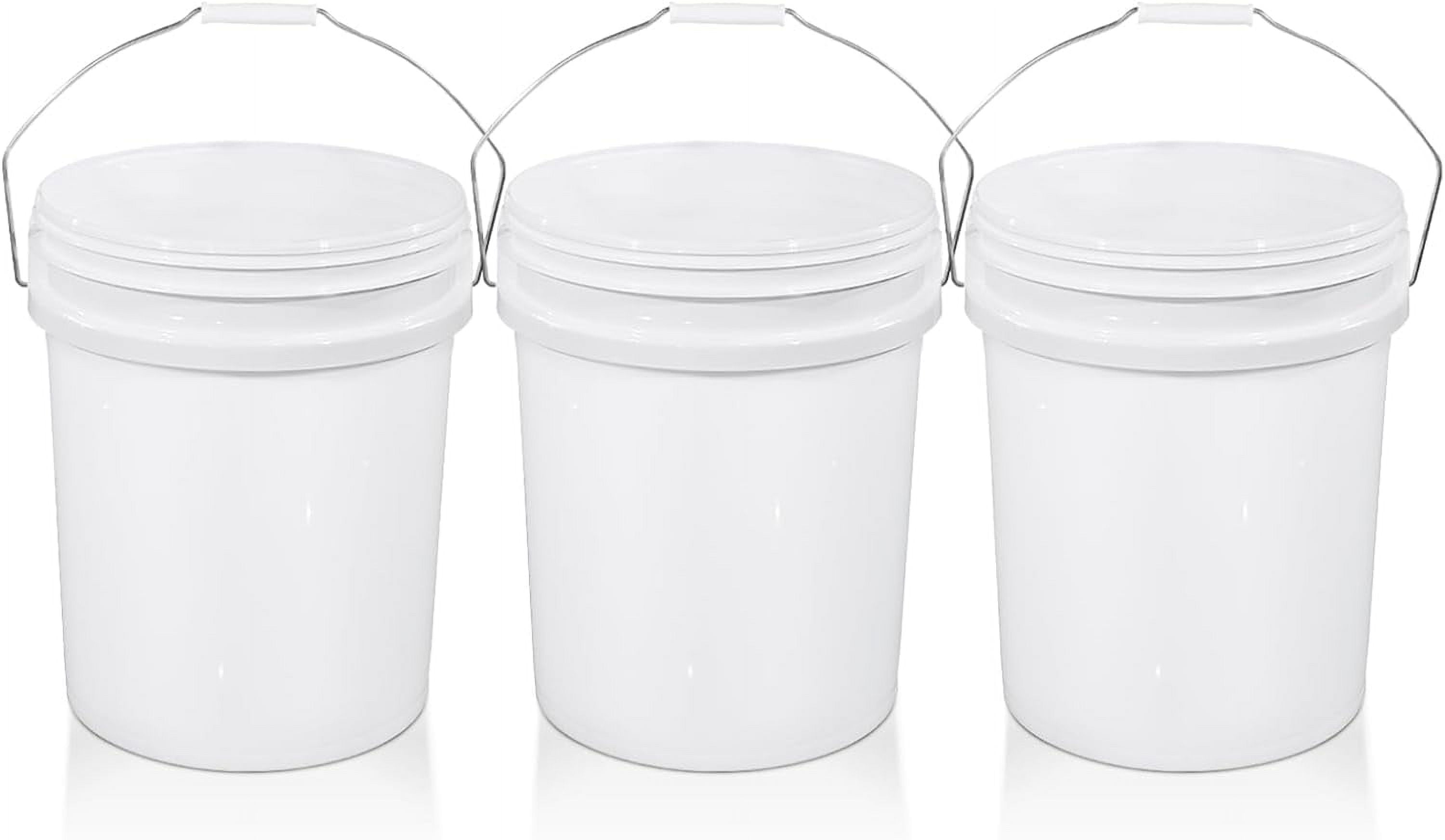 3 Pack 5 Gallon Bucket Heavy Duty Plastic Bucket Comfortable Handle ...