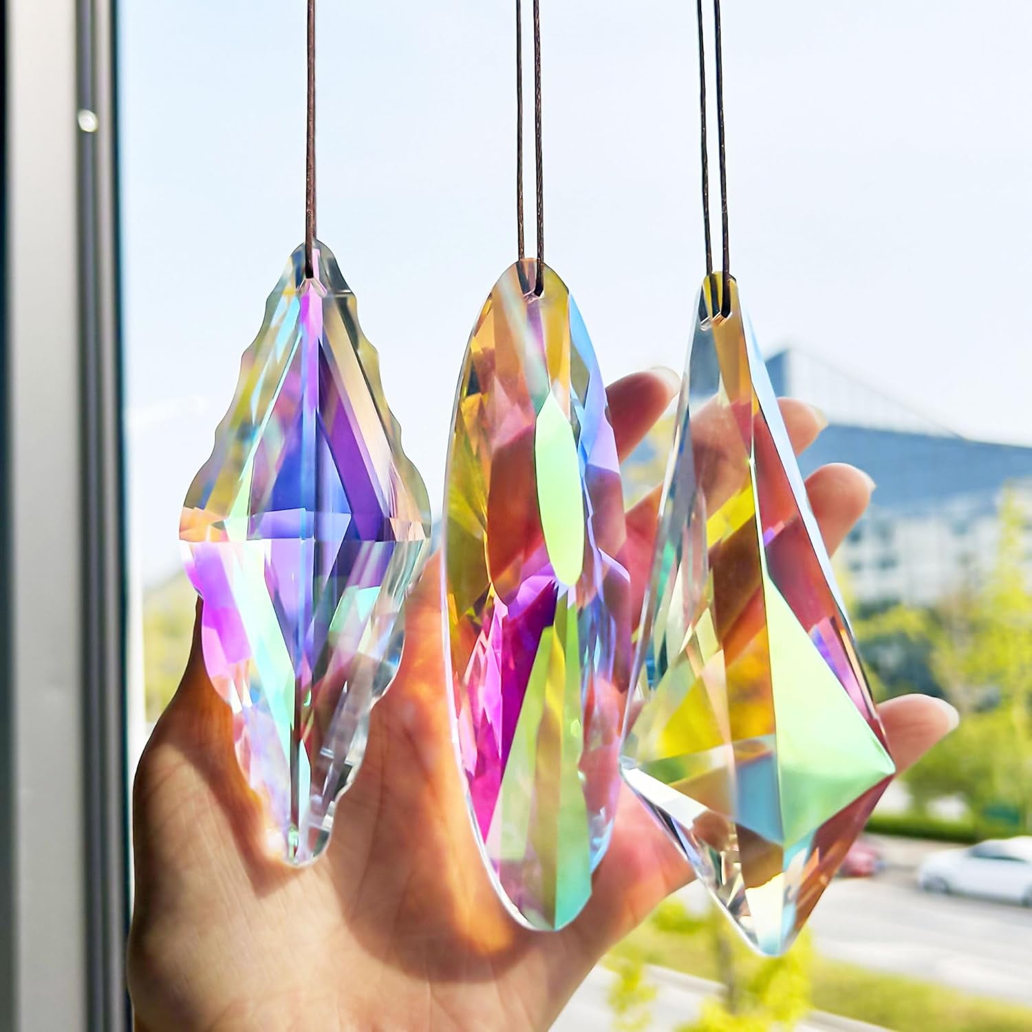 3 Pack 5'' Large Crystal Prisms Suncatchers for Windows,120mm AB Colors ...