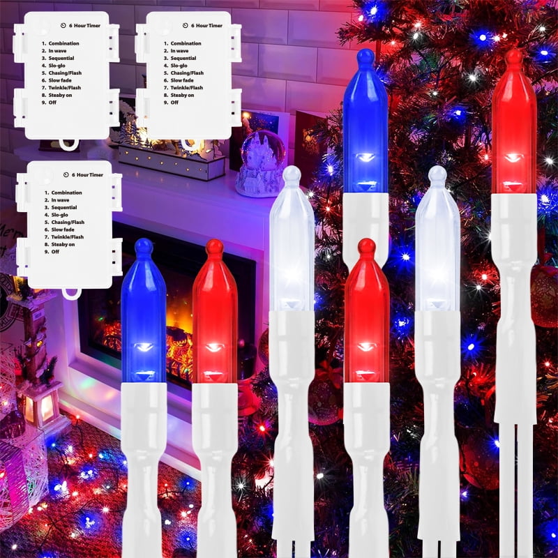 3 Pack 50 LED Outdoor Christmas Lights, 16 FT Mini String Light with 9 ...