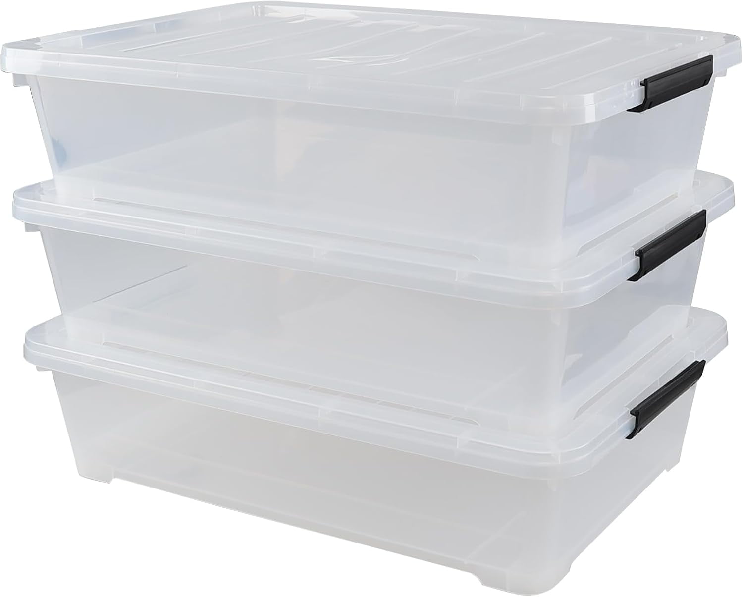 3-Pack 50 Quart Under the Bed Low Profile Storage Boxes, Large Under ...