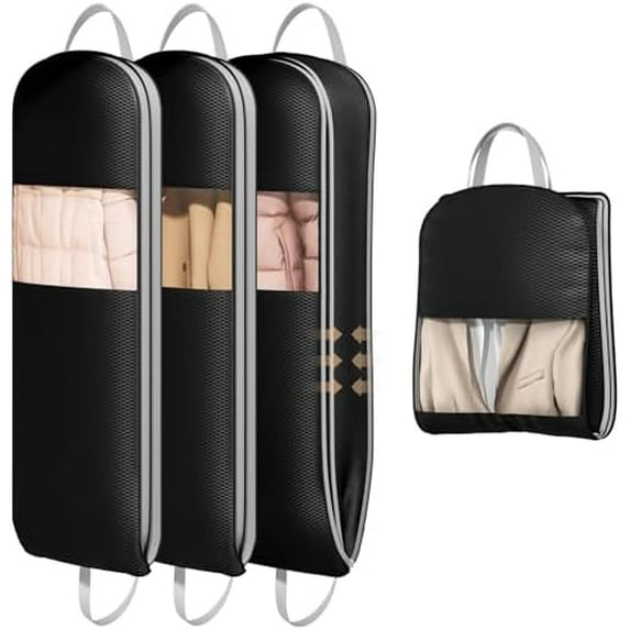 3 Pack 54" Garment Bags for Hanging Clothes - Space Saving Compression ...