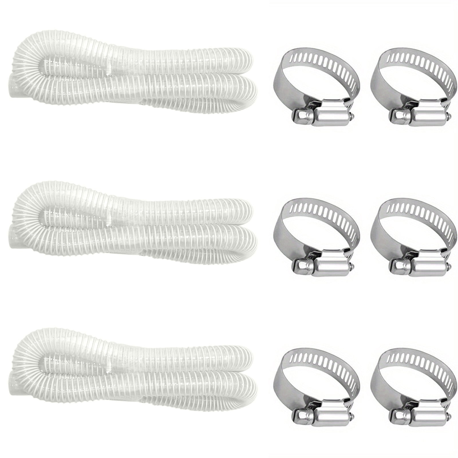 3 Pack 59in Pool Replacement Hoses, PE Spiral Pipe with 6 Stainless ...