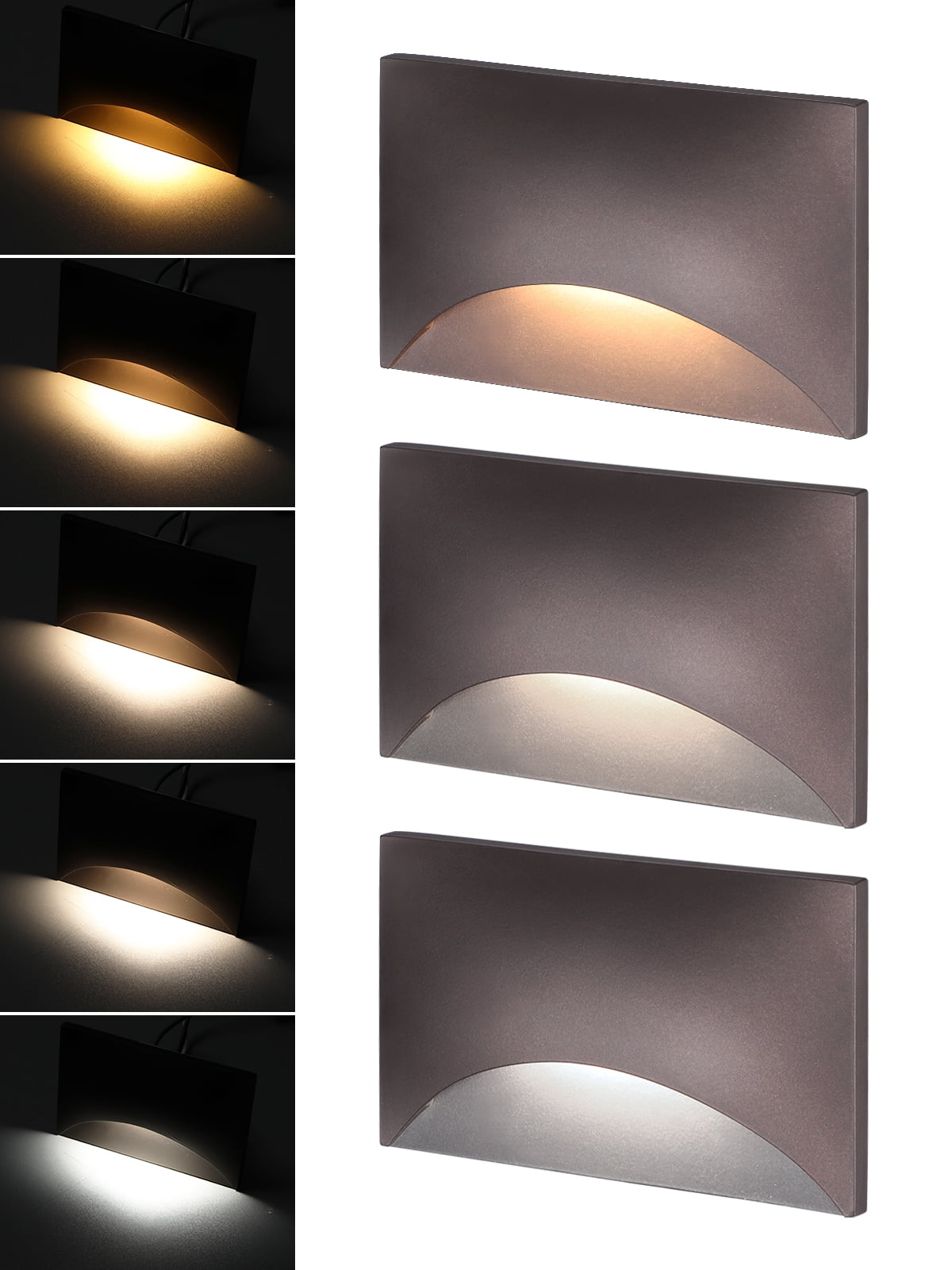 3 Pack 5CCT 120V LED Step Lights, Dimmable Stair Lights IP65 Waterproof ...