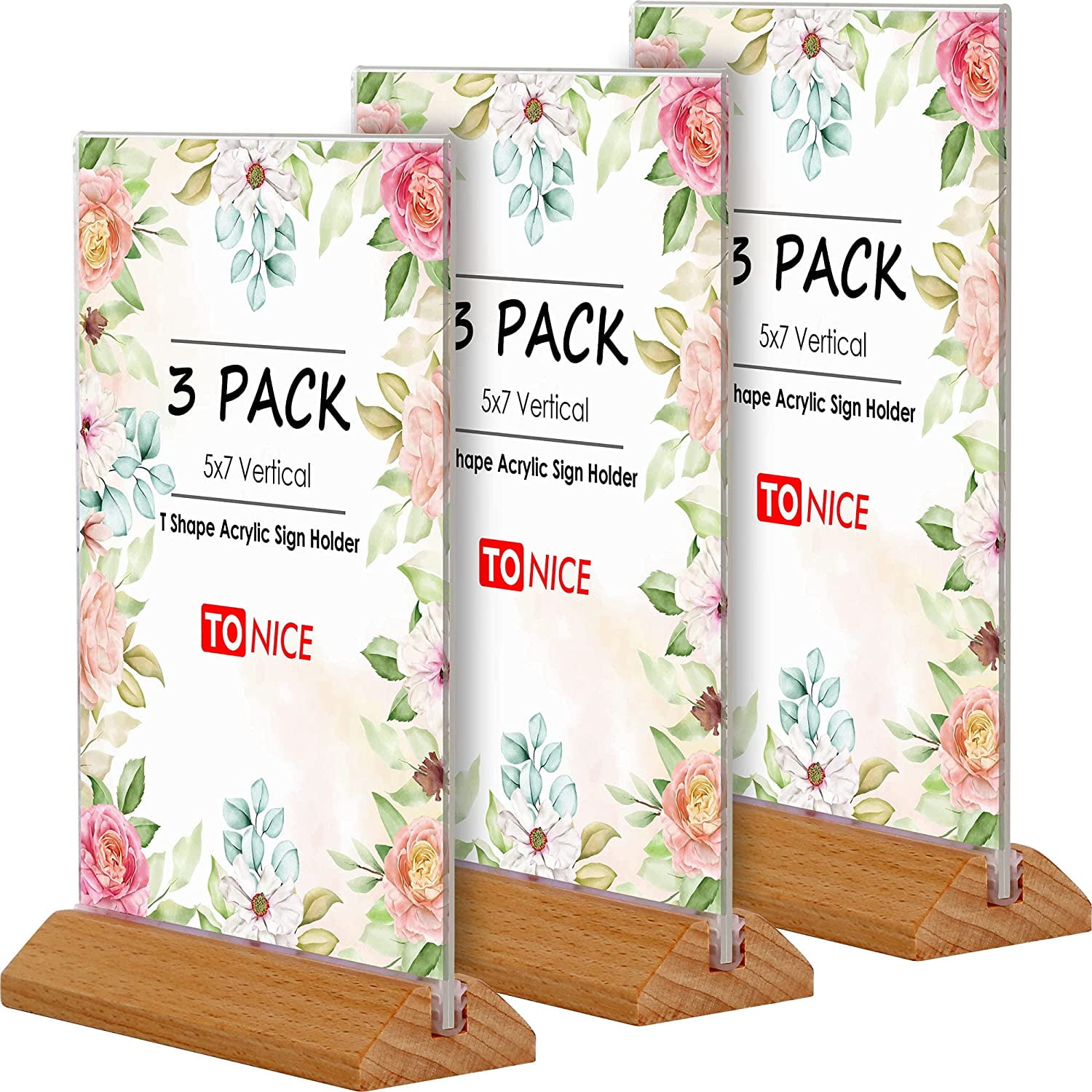 ® 3 Pack 5x7 Acrylic Sign Holder T Shape Clear Acrylic Double Sided ...