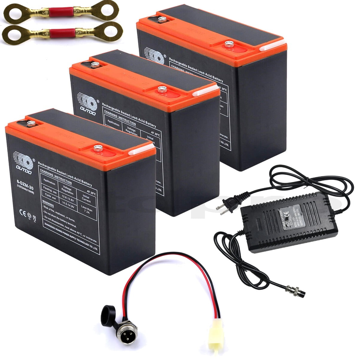 3 Pack 6-DZM-20 6DZM20 12V 24Ah Rechargeable Battery + 36V Ch for ...