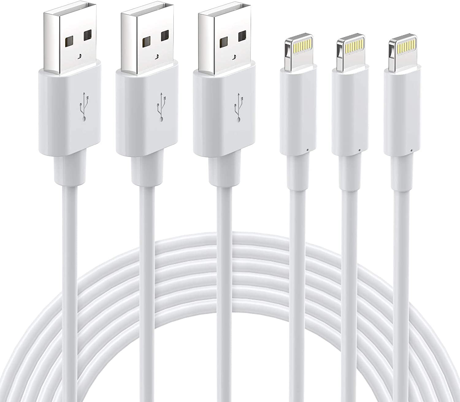 3 Pack 6 Ft iPhone Charger Cord - Quntis MFi Certified Lightning Cable ...