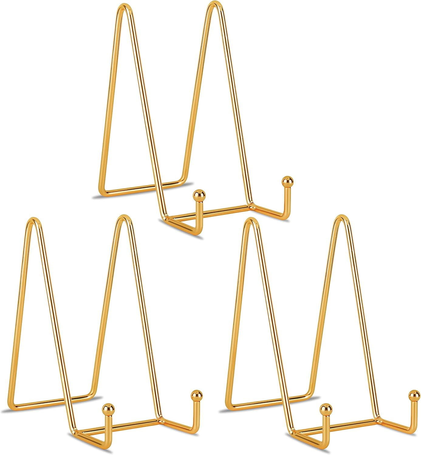 3 Pack 6 Inch Gold Plate Stands for Display, Metal Square Wire Easel ...