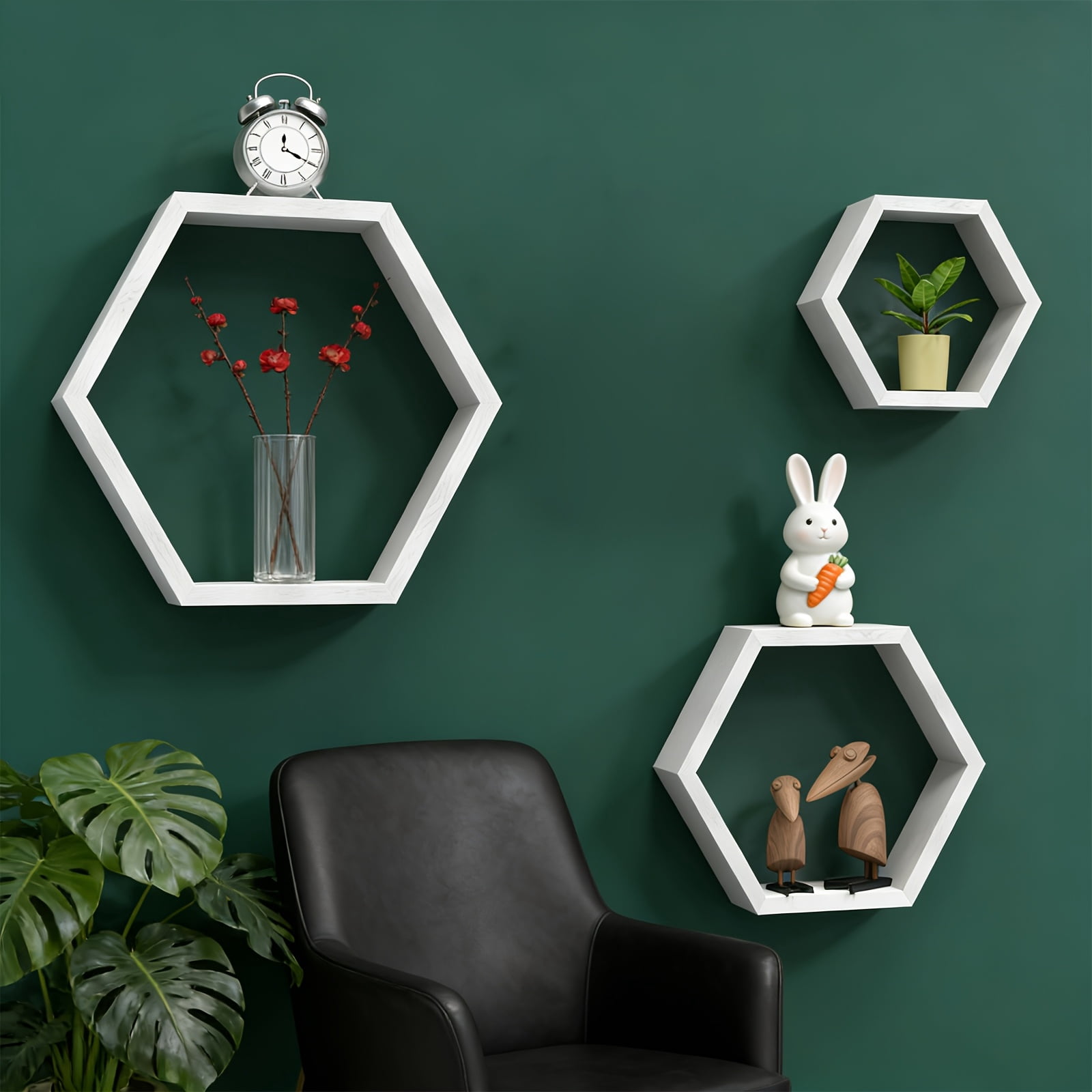 3-Pack/6-Pack Hexagonal Wall Shelves, Decorative Storage Racks for ...