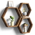 3-Pack/6-Pack Hexagonal Wall Shelves, Decorative Storage Racks for ...