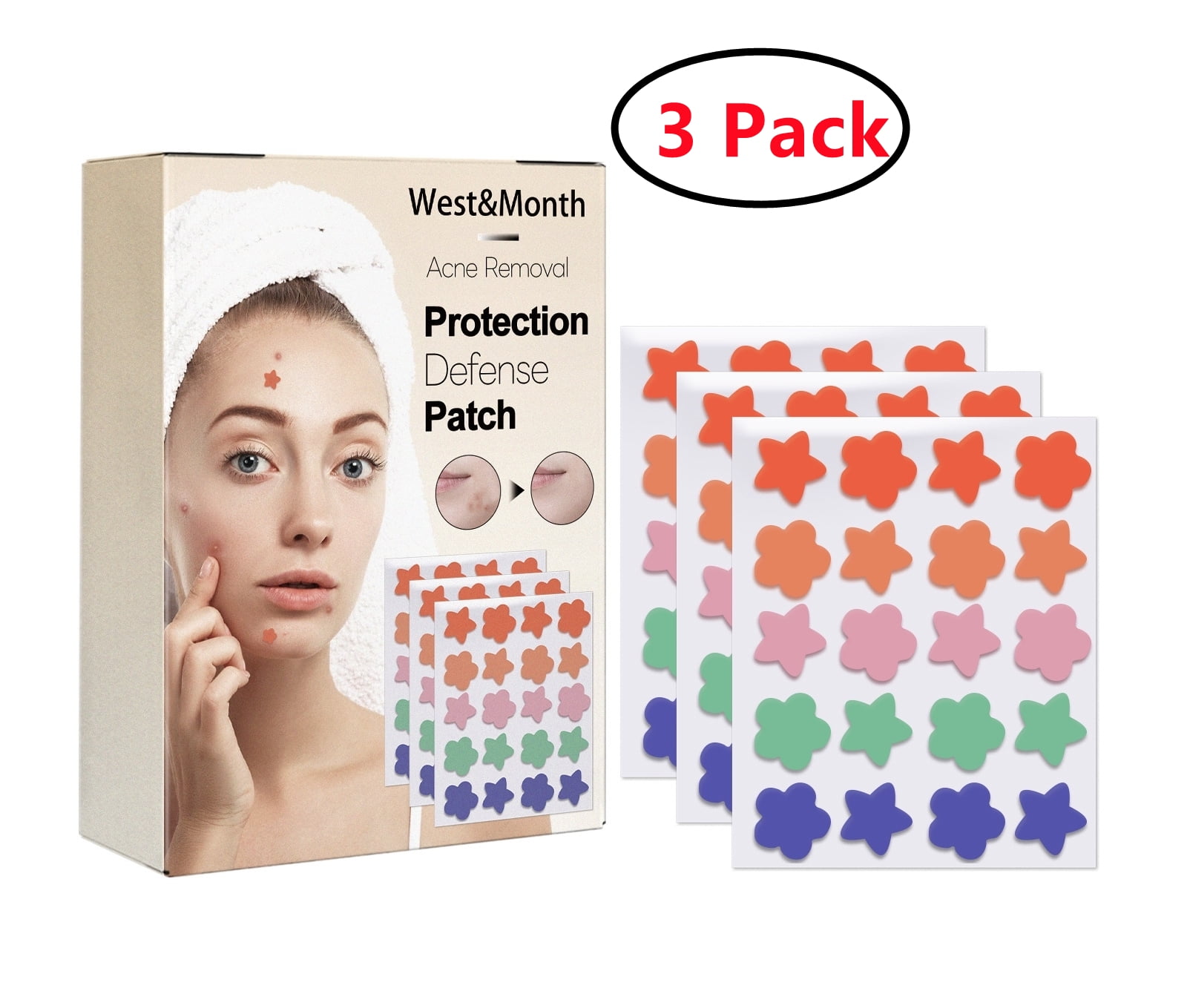 3 Pack 60 CT Pimple Patches for Face,Hydrocolloid Acne Patches Star,Zit ...