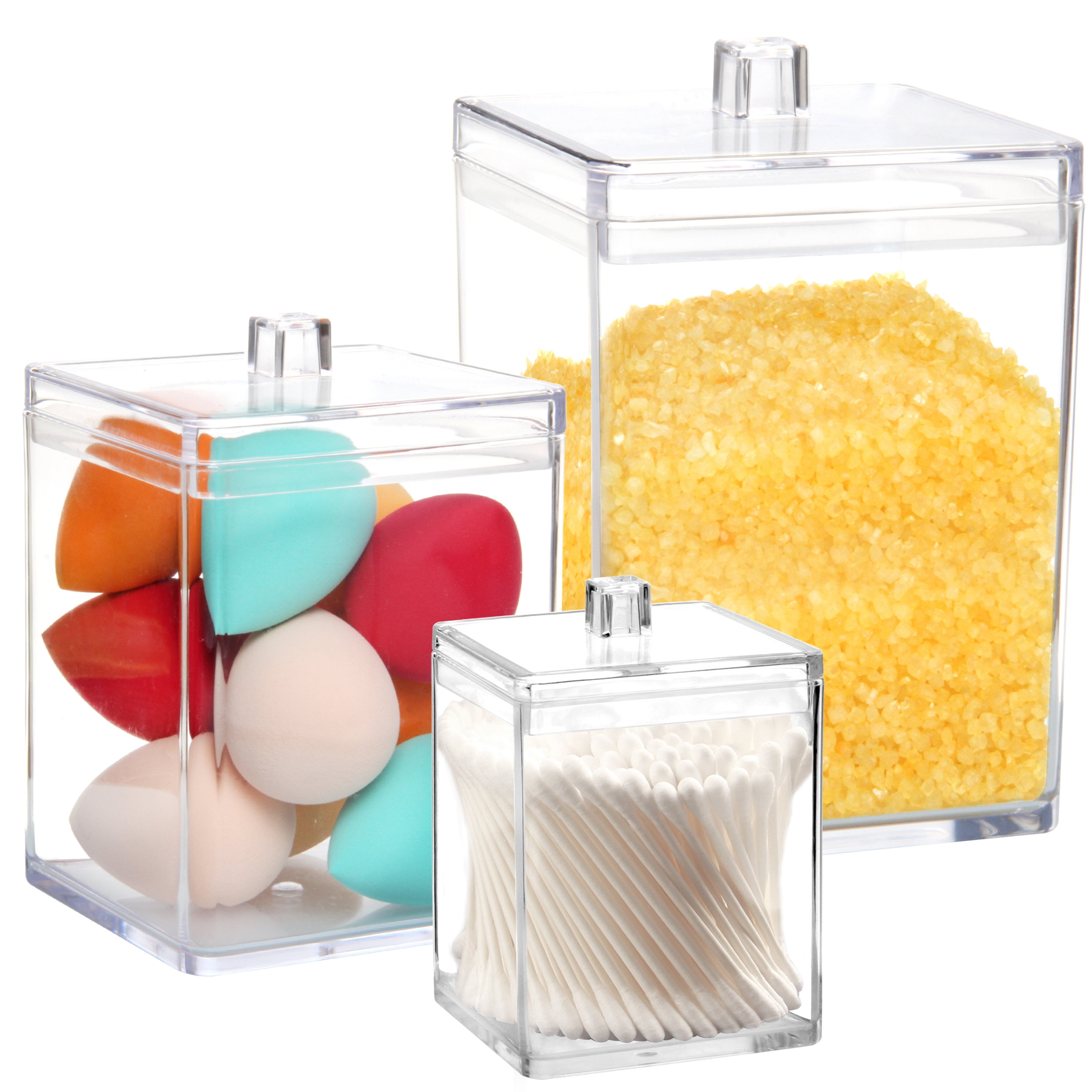 3 Pack 60-Ounce, 30-Ounce and 15-Ounce Clear Plastic Apothecary Jars ...