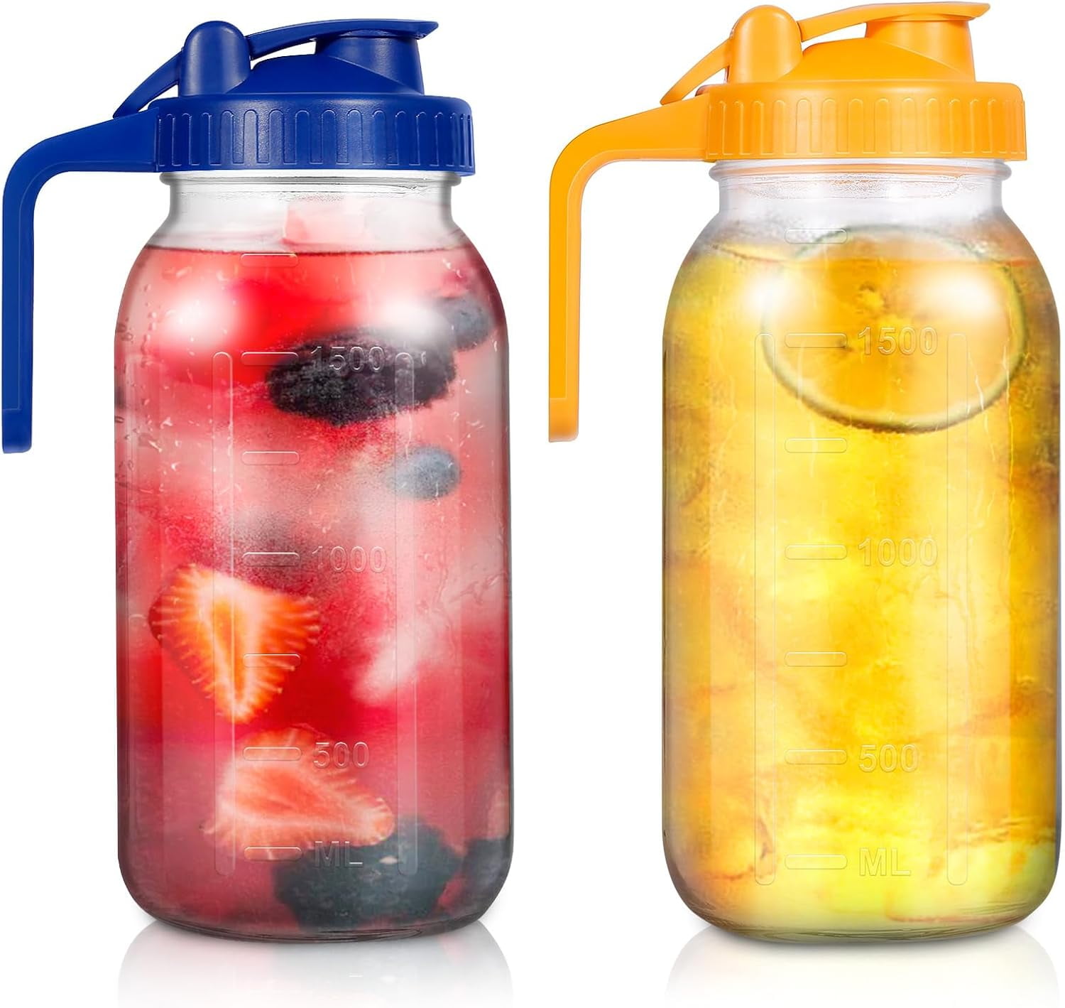 3 Pack 64 oz Wide Mouth Mason Jar Pitchers with Airtight Lids – Leak ...