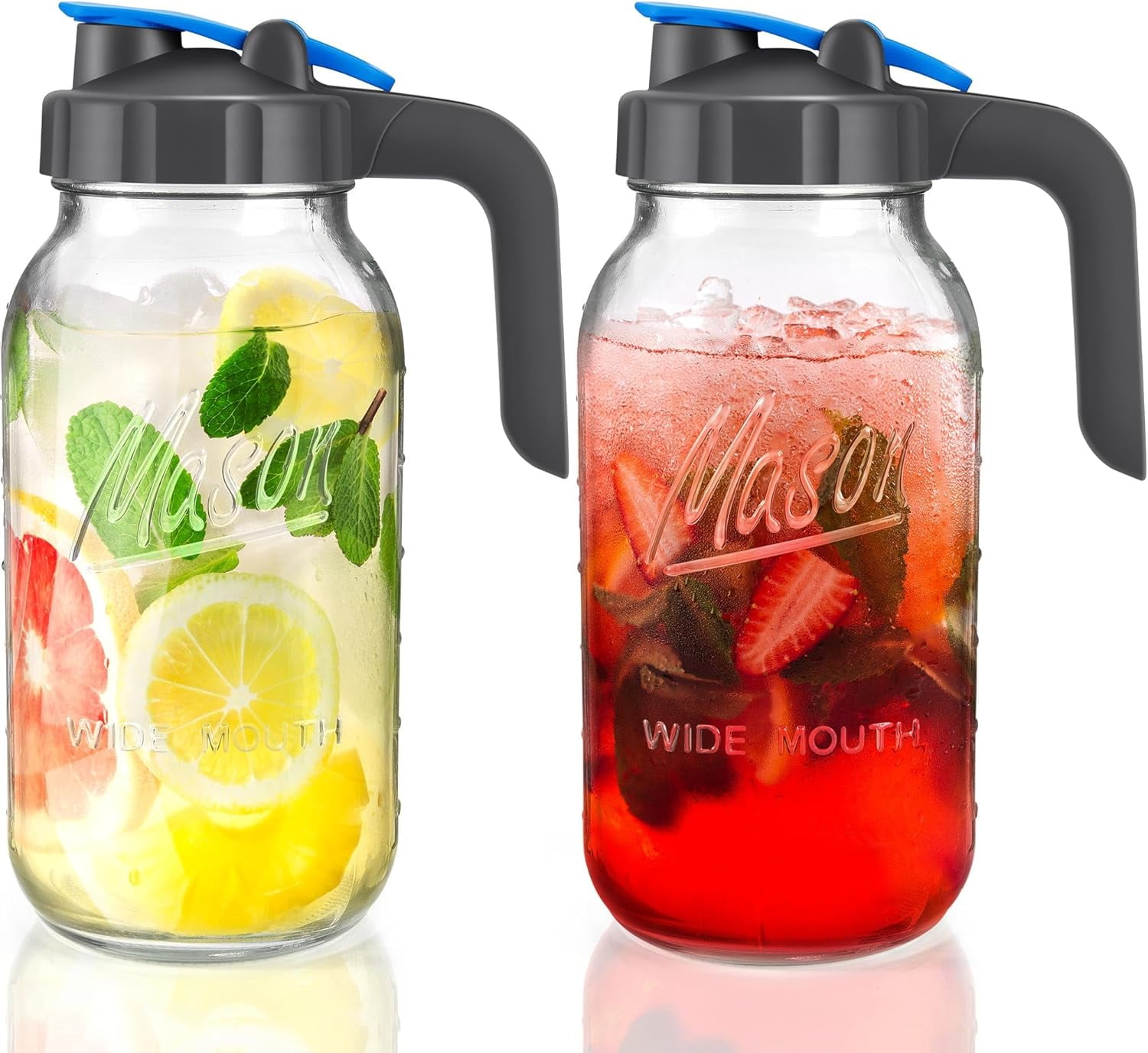 3 Pack 64oz Glass Mason Jar Pitchers with Airtight Lids - Sun Tea ...
