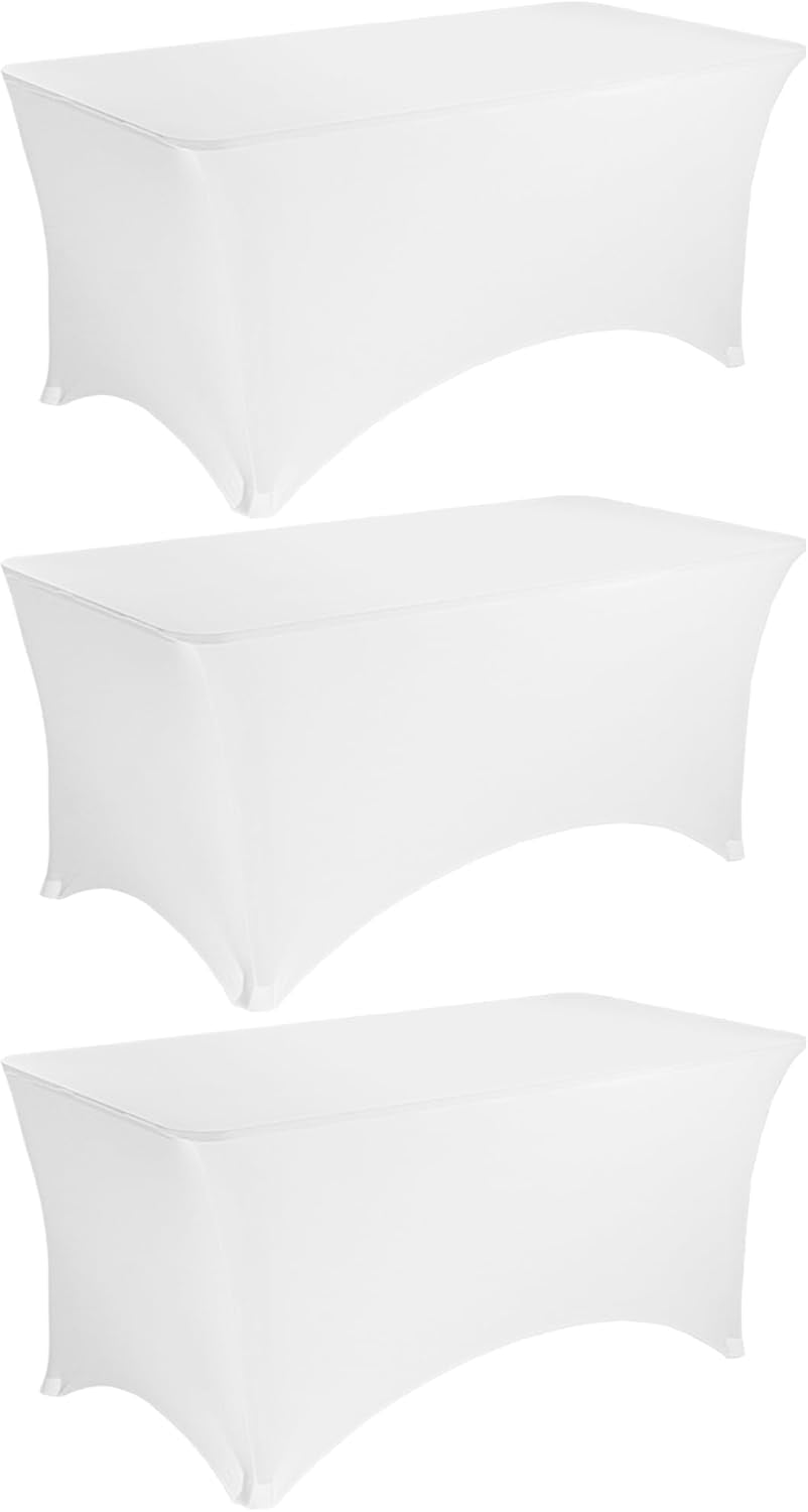3 Pack 6FT Spandex Table Covers Washable Wrinkle Resistant Stretch ...
