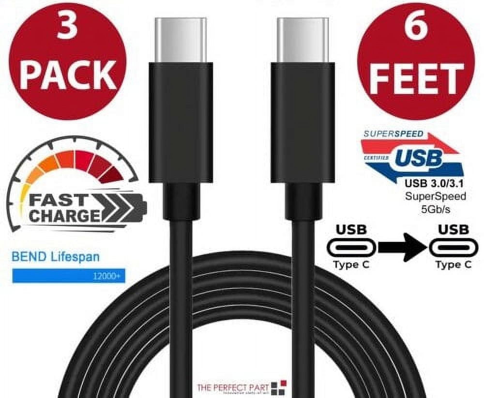 3 Pack 6FT USB-C to USB-C Cable Fast Charge Type C Charging Cord Rapid ...