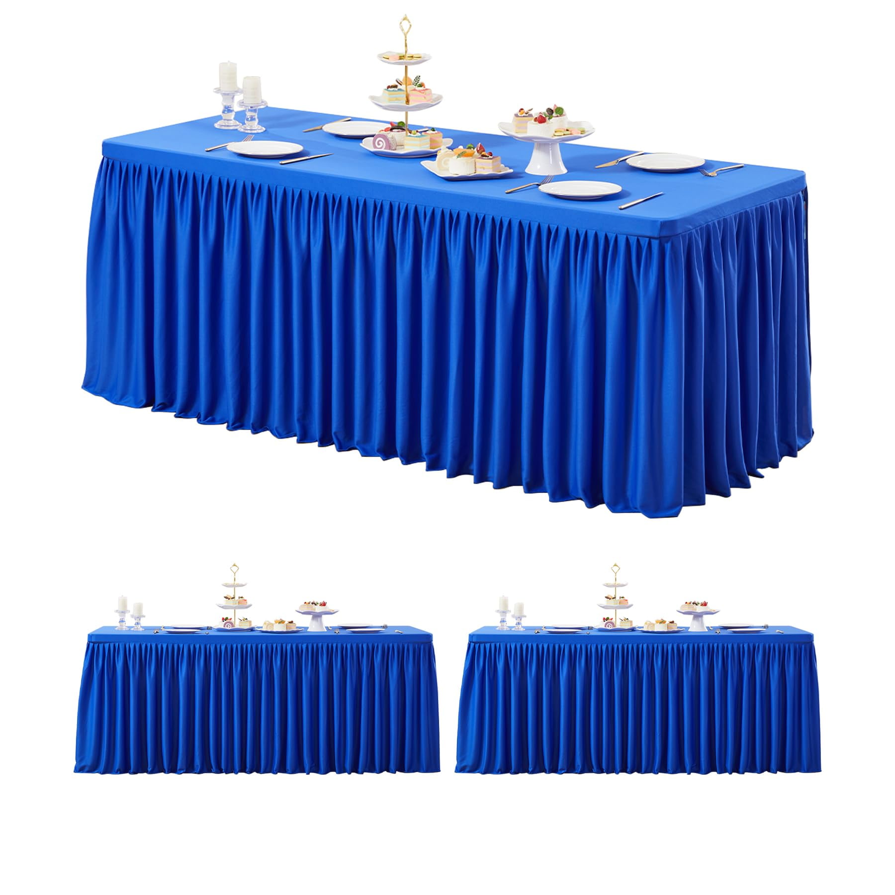 3 Pack 6ft Royal Blue Tablecloth Rectangle Fitted, Open Back Stretch ...