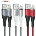 XUDUO 3 Pack 6ft USB iPhone Charger Cord, Lightning Fast Charging Cable ...