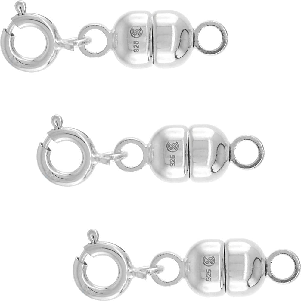 3-Pack 6mm Sterling Silver Magnetic Clasp Converter for Medium Light ...