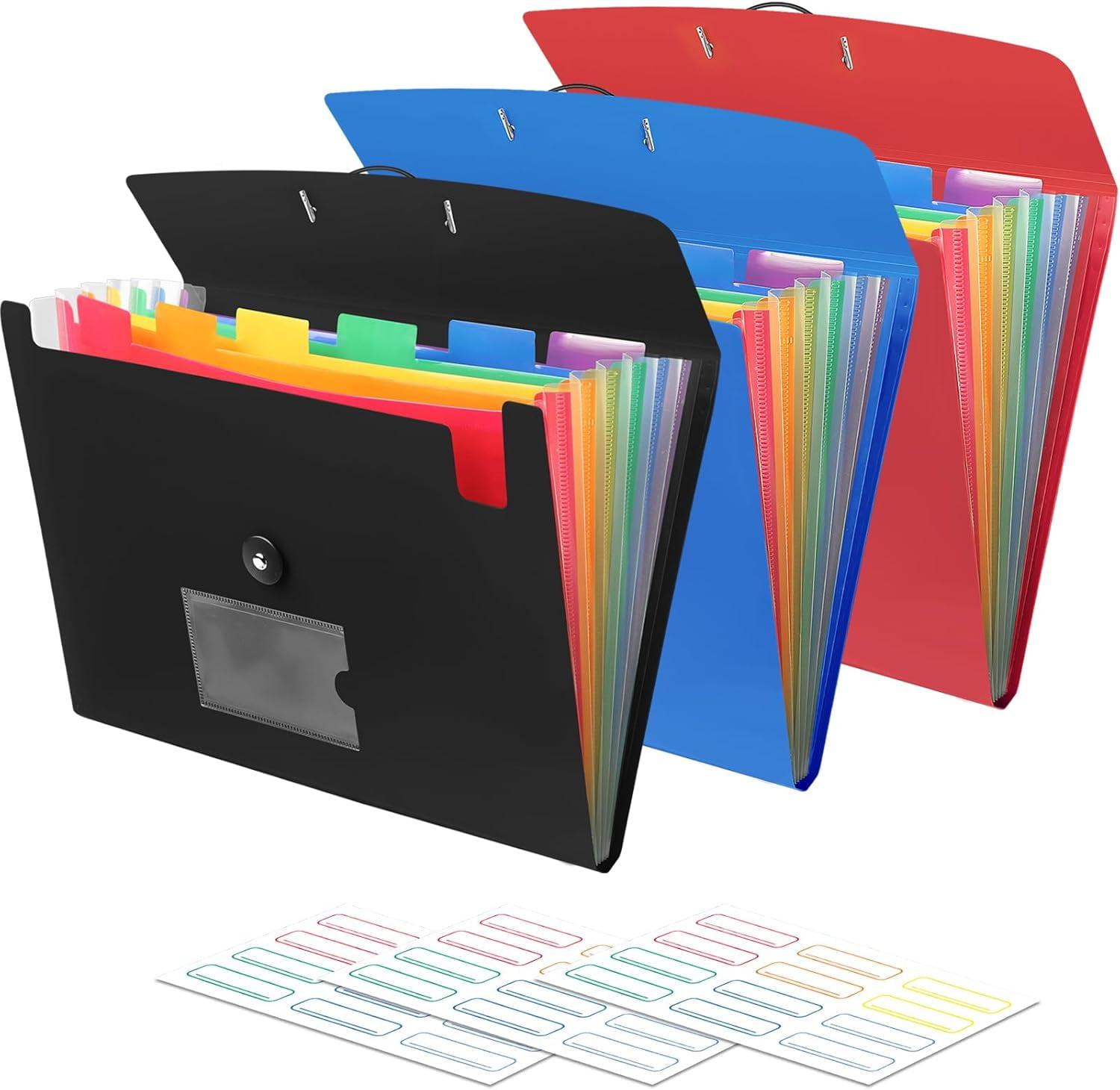 3 Pack 7 Pocket Accordian File Organizer, Expanding File Folder with ...