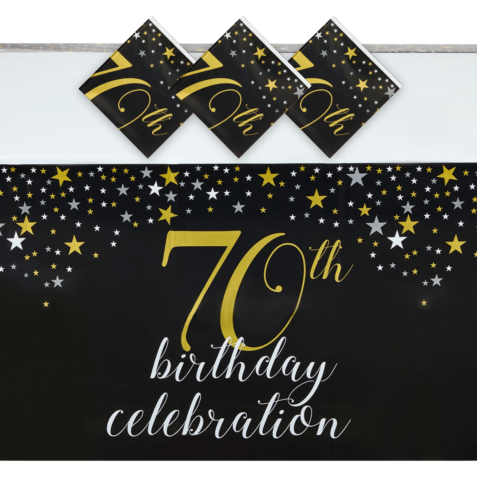 3 Pack 70th Birthday Plastic Table Covers, Disposable Tablecloths for ...