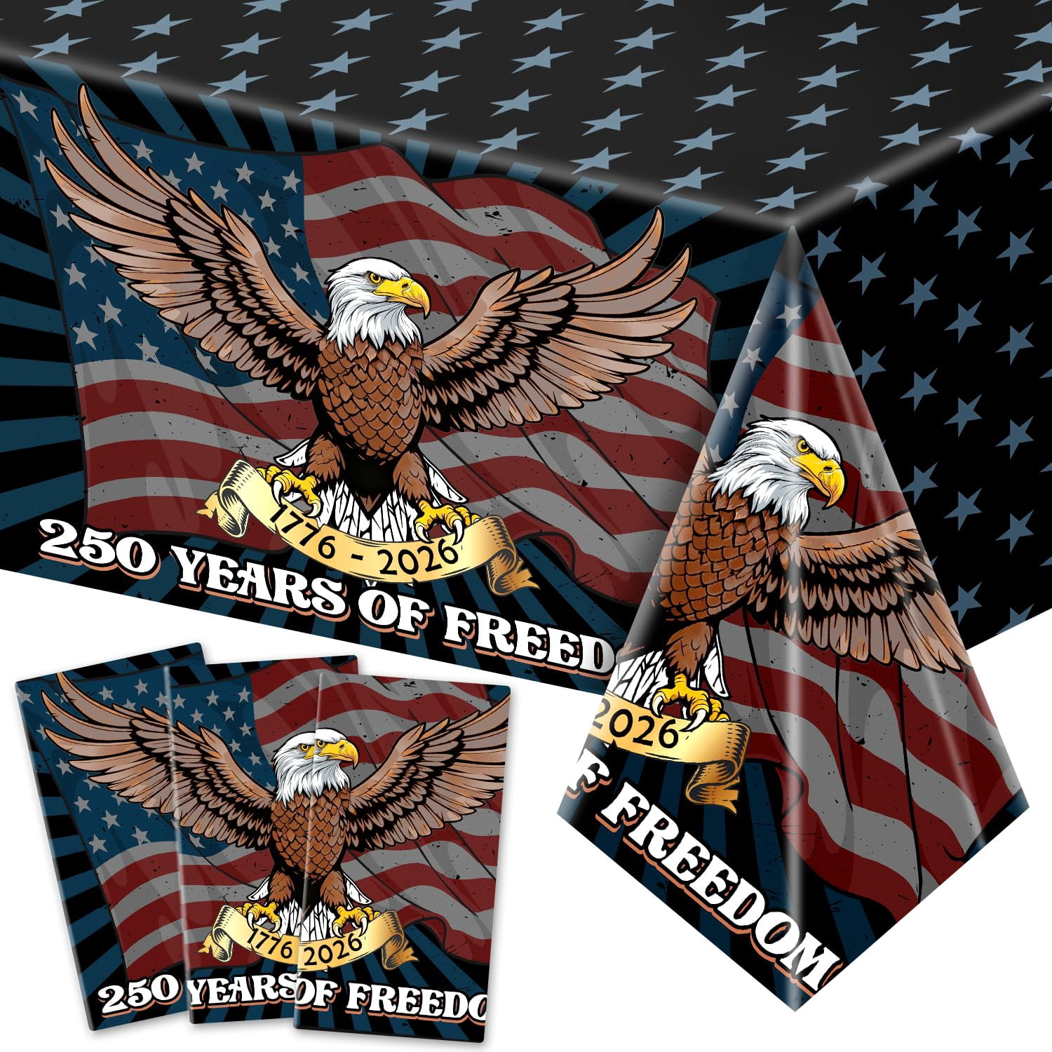 3 Pack 70th Birthday Tablecloths Black and Gold Disposable Plastic ...