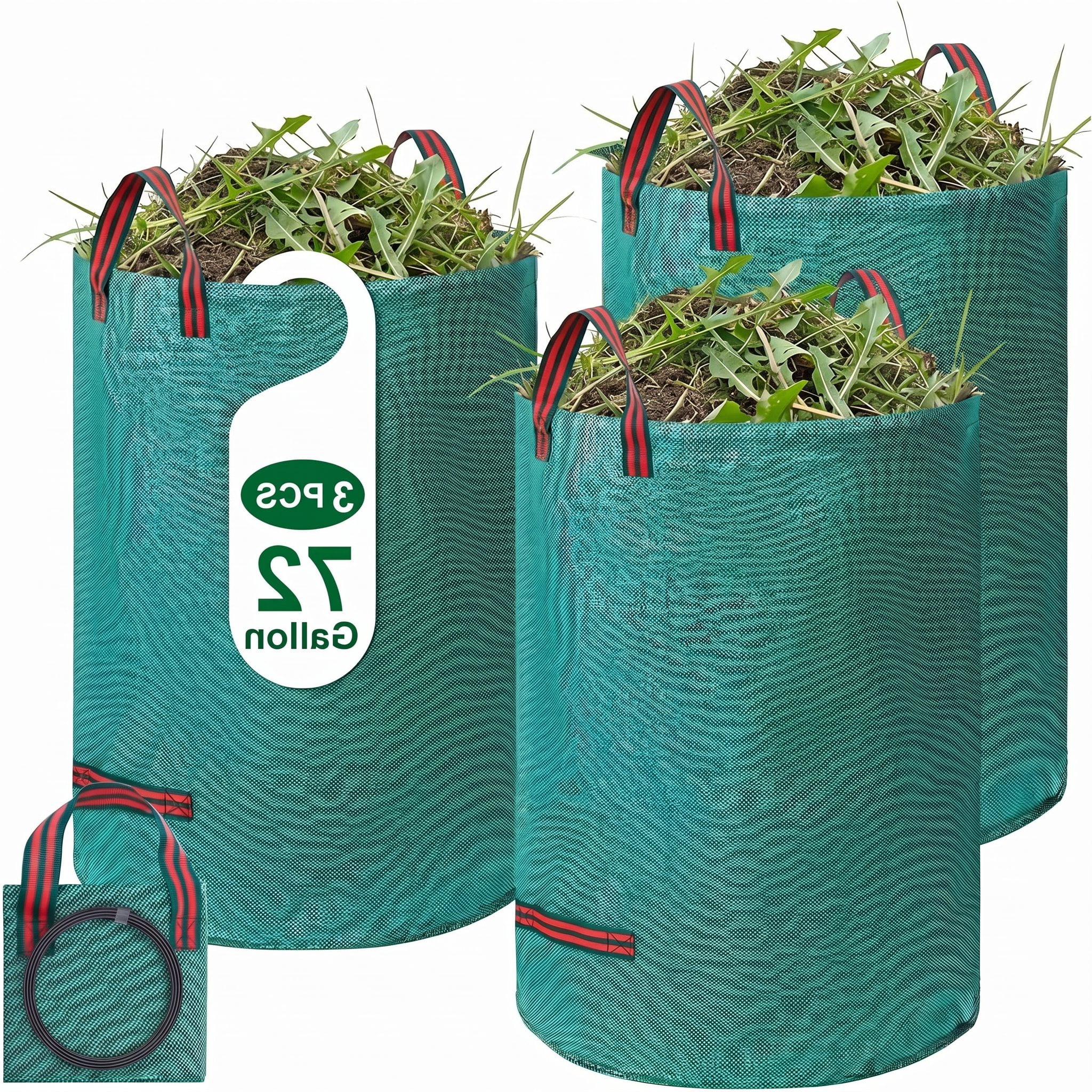 3 Pack 72-Gallon Reusable Yard Waste Bags, Lawn and Leaf Bags with ...