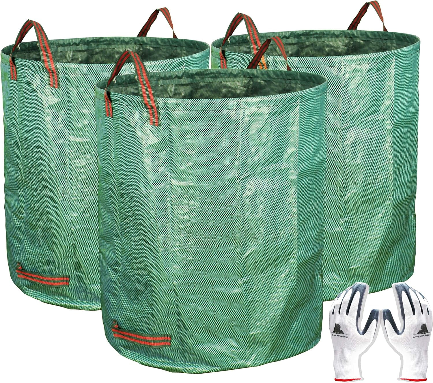 3-Pack 72 Gallon Yard Waste Bags, Reusable Heavy Duty Folding Garden Leaf Bags with Plastic ...