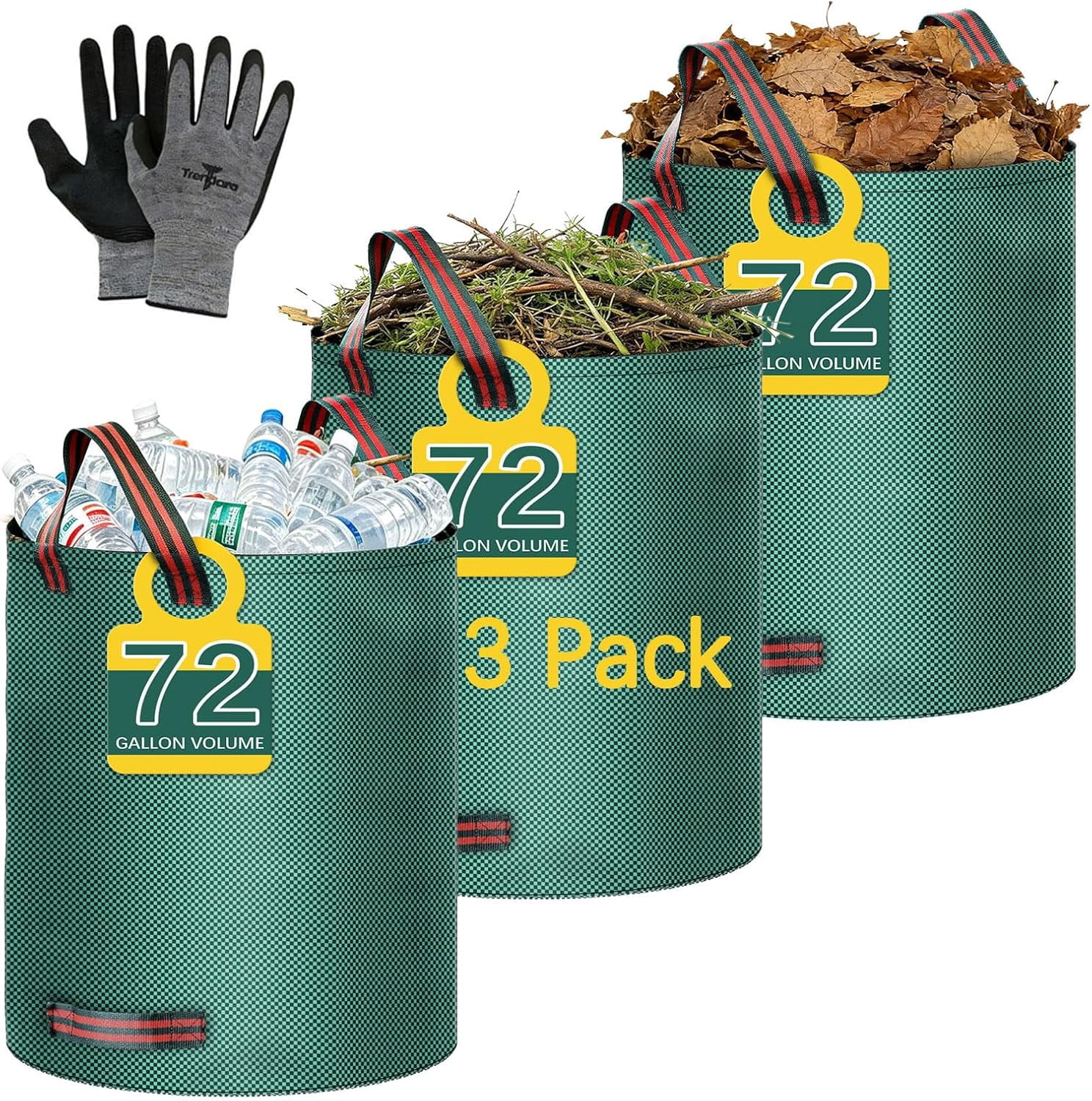 3 Pack 72 Gallon leaf collector bag lawn bags,leaf bags Heavy duty ...